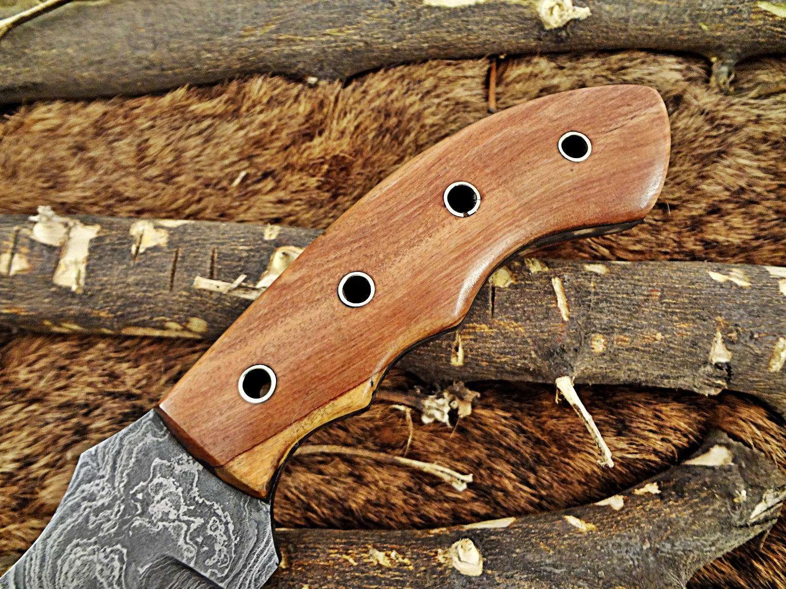 10"Long tracker knife hand forged twist pattern full tang Damascus ...